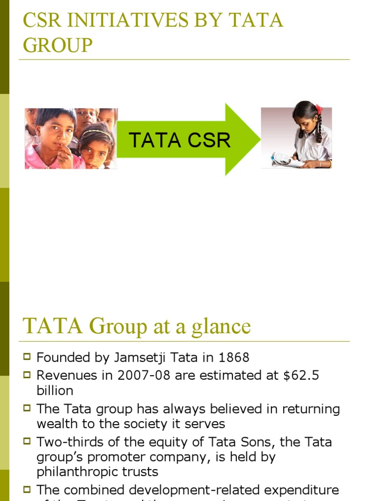 Csr Initiatives by Tata Group | PDF | Corporate Social Responsibility ...