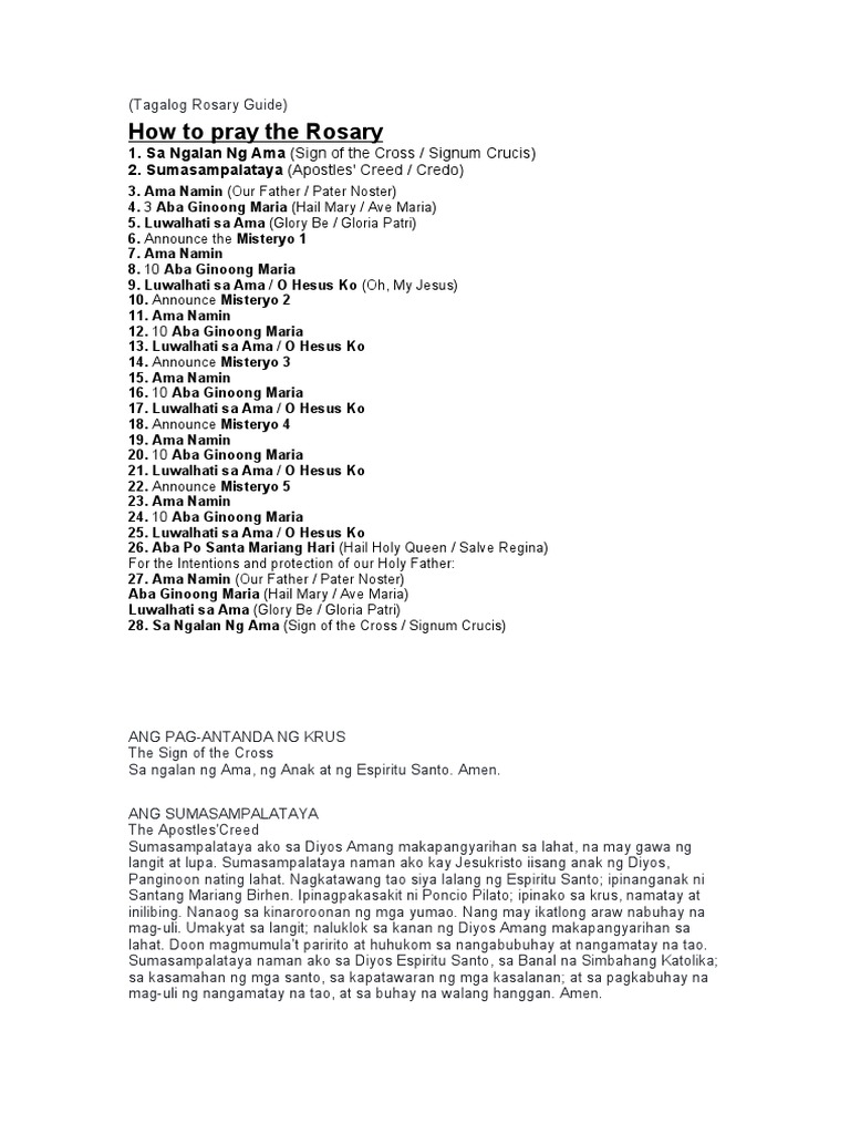 Tagalog Rosary Guide | PDF
