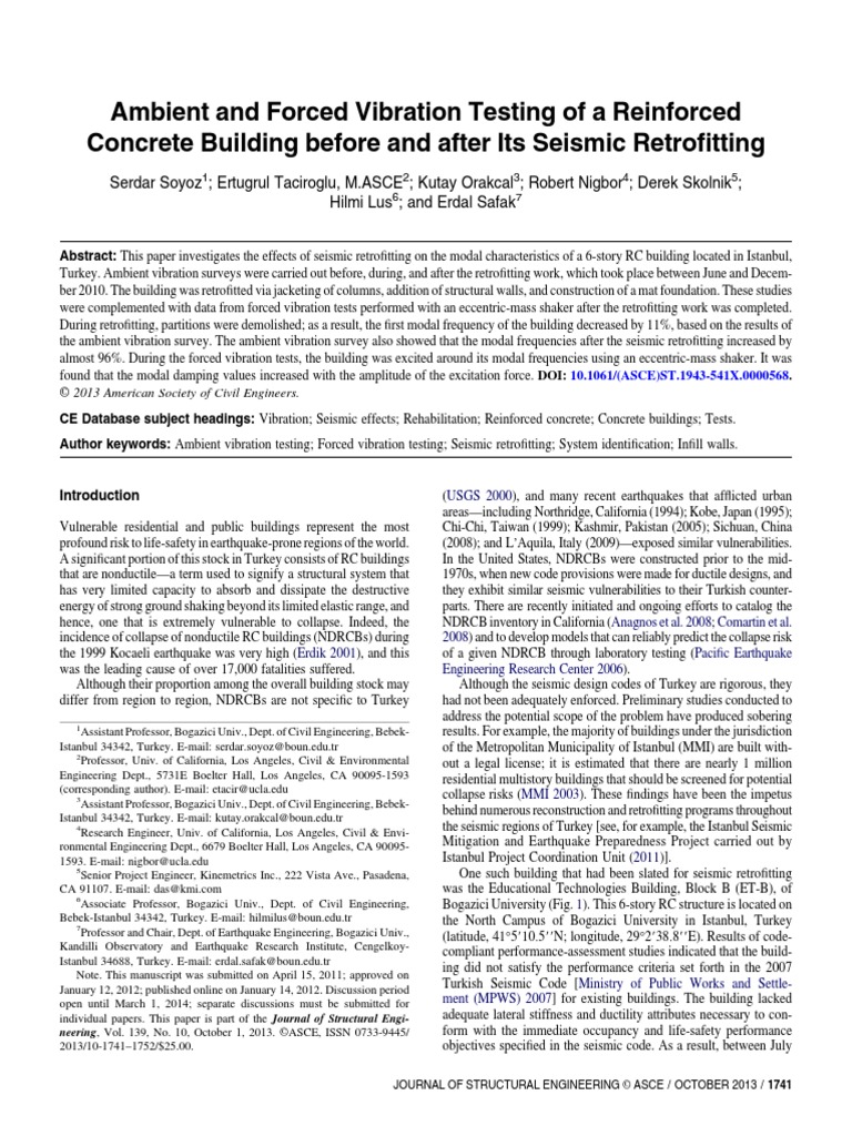 Ambient and Forced Vibration Testing of A Reinforced Concrete Building ... Ambient and Forced Vibration Testing of A Reinforced Concrete Building ...