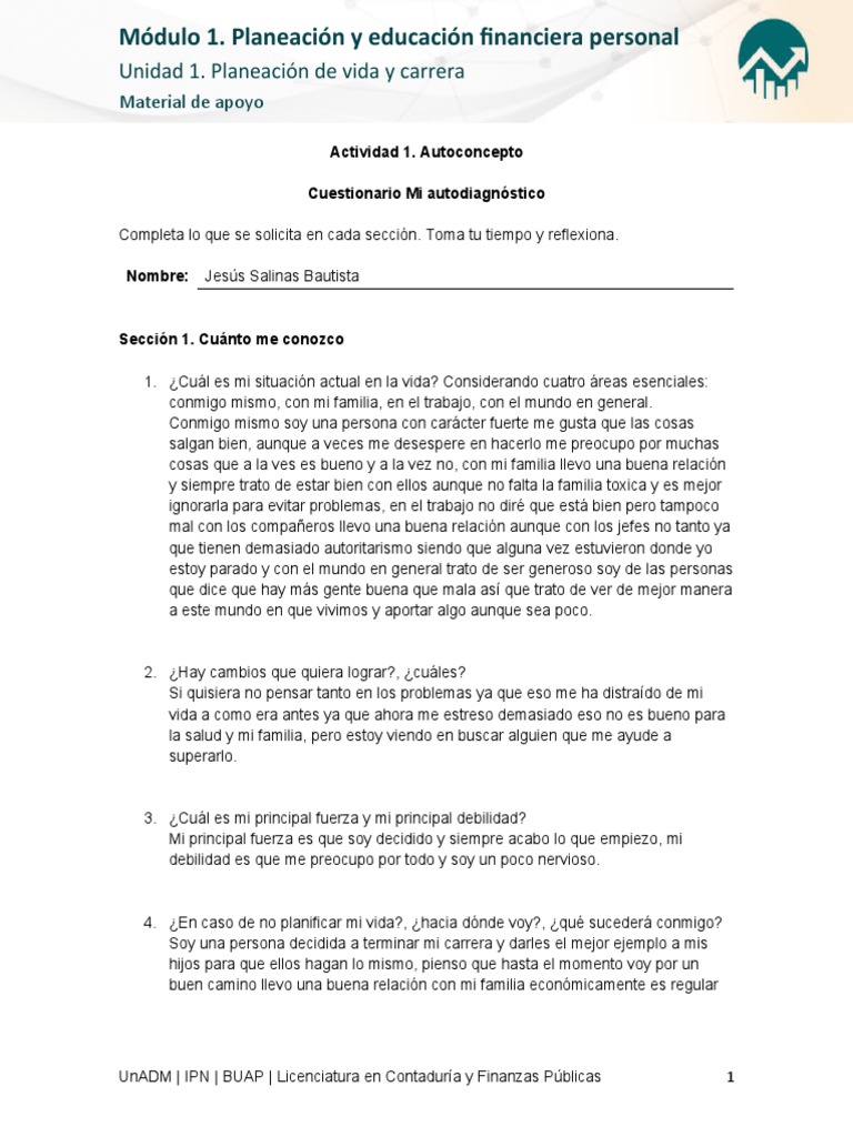 M1 U1 A1 JESB Hojadevida | PDF