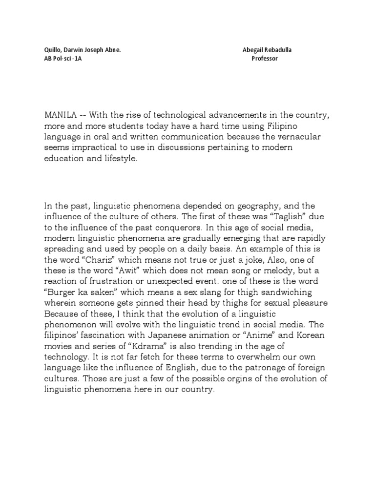 Formative Assessment - Purposive Communication 1 | PDF | Philippines ...