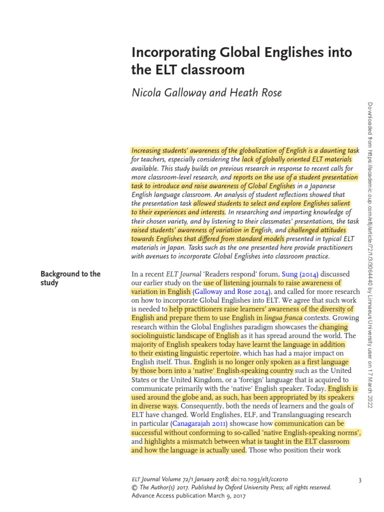 Galloway Rose 2018 Global English Es | PDF | English Language | English ...