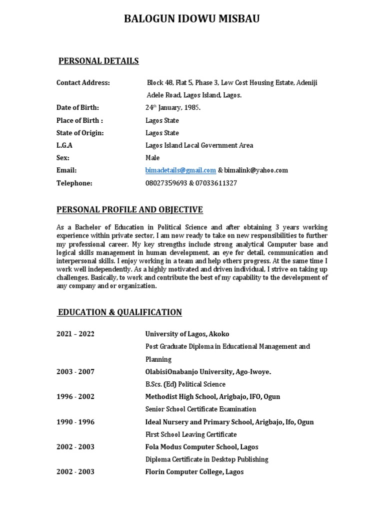 Bima CV 2-1 | PDF | Computing