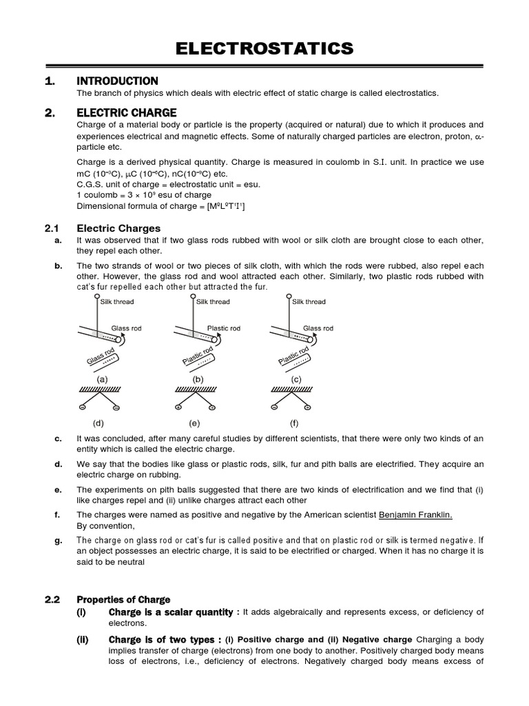 Electrostatics (E) | PDF | Electric Charge | Electron