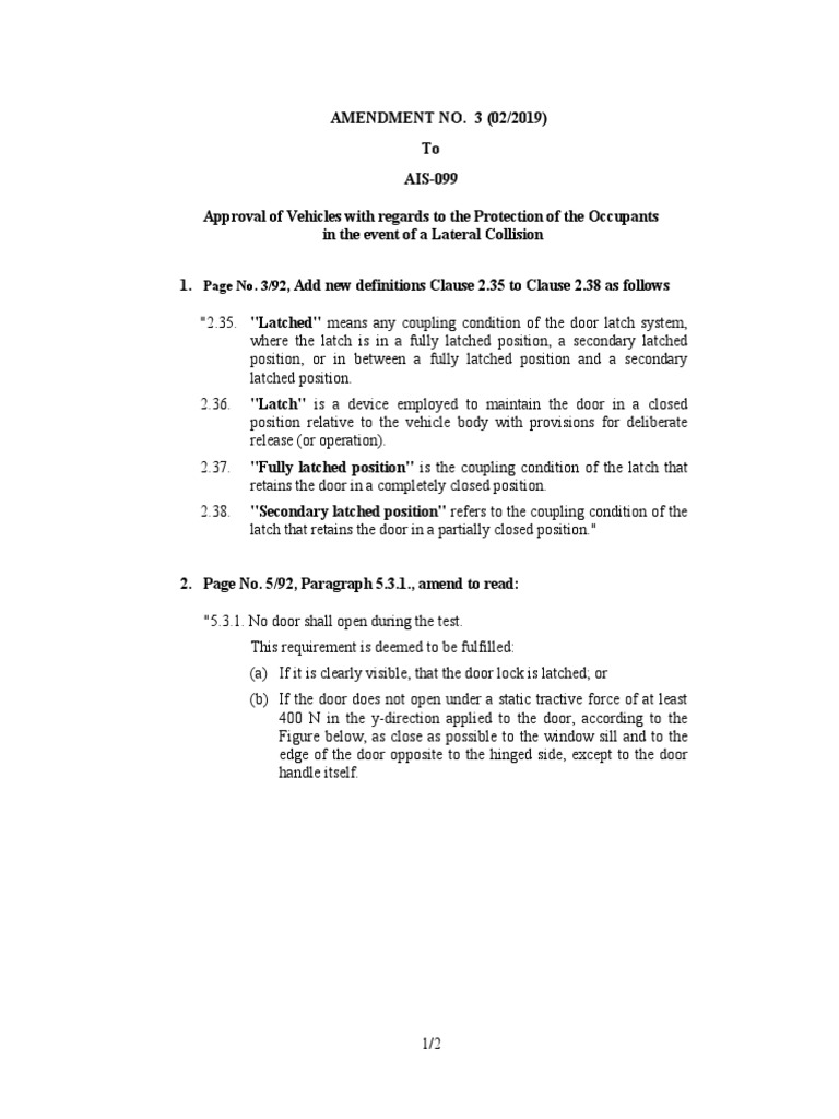 AIS-099 Vehicle Occupant Protection Amendments | PDF