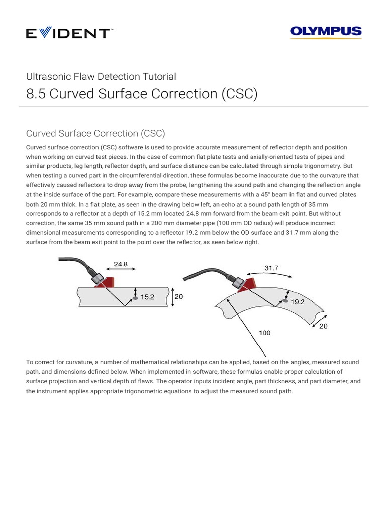 8.5 Curved Surface Correction (CSC) - Olympus IMS | PDF | Trigonometry | Curvature
