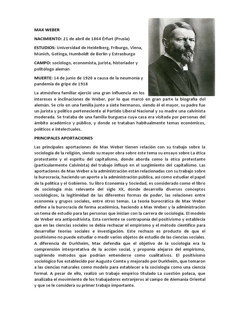 Max Weber | PDF | Max Weber | Sociología