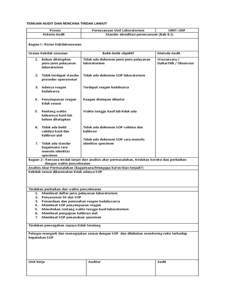 Temuan-Audit-Laboratorium Baru | PDF