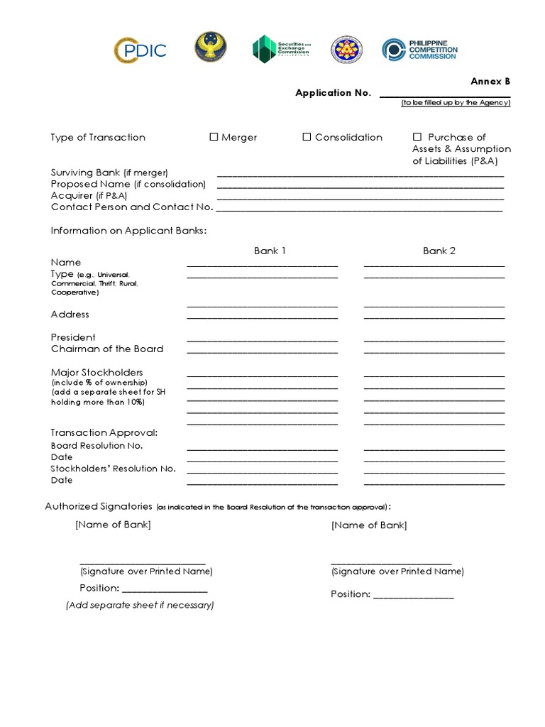 Annex B Application Form | Download Free PDF | Mergers And Acquisitions ...