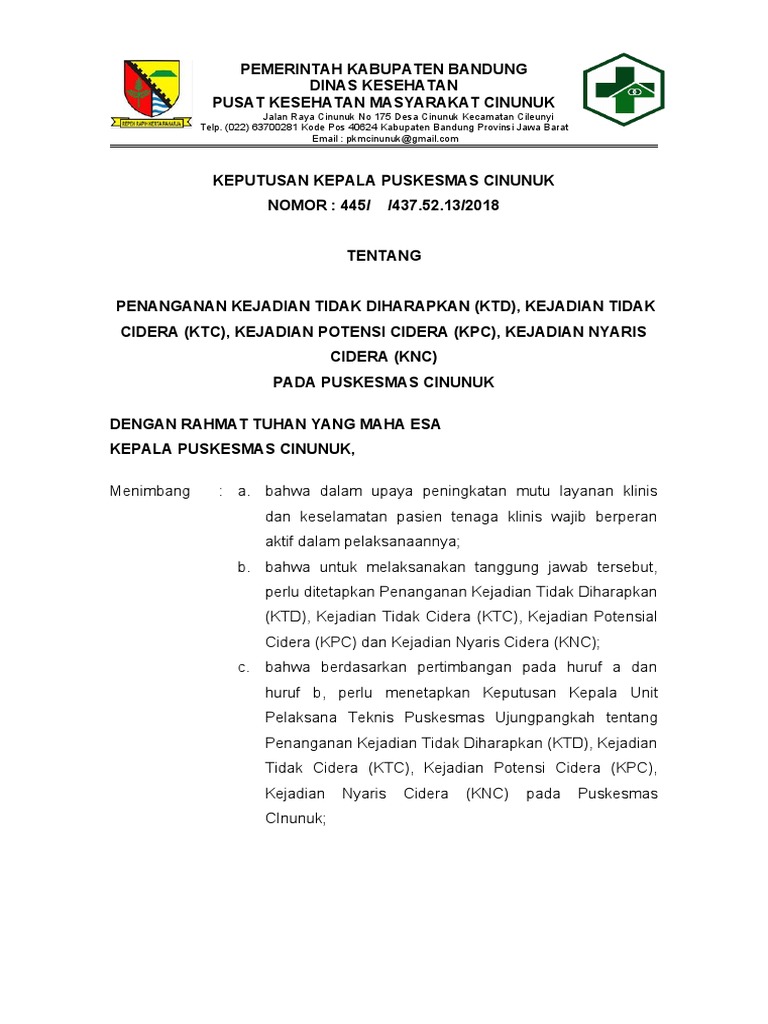 9.1.1.6 - SK Penanganan KTD, KTC, KPC, KNC | PDF