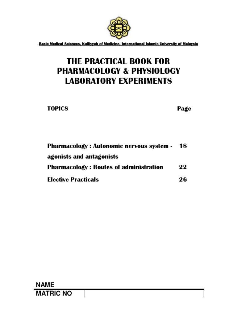 The Practical Book For Pharmacology & Physiology Laboratory Experiments ...