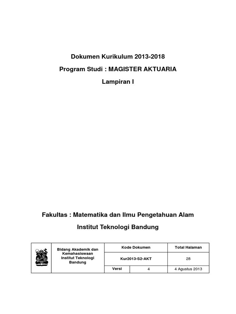 Kurikulum Magister Aktuaria Itb Pdf