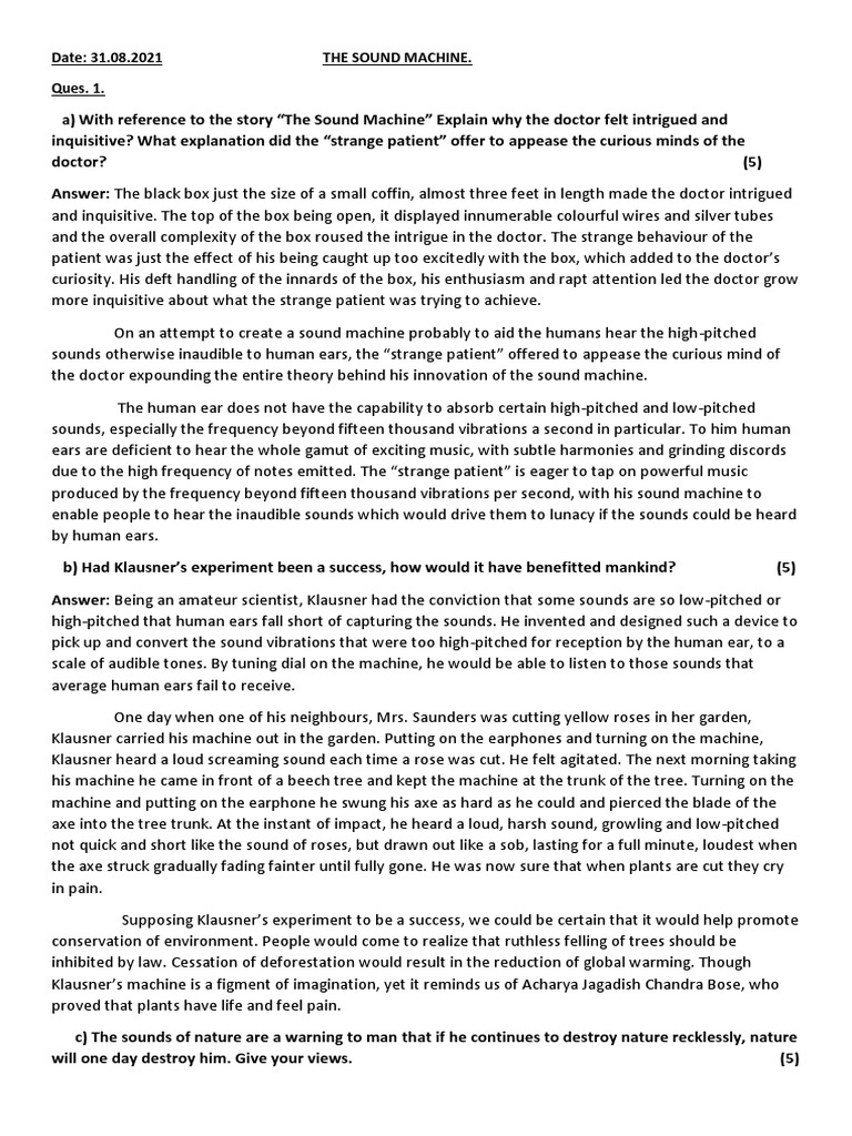 The Sound Machine | PDF | Sound | Curiosity