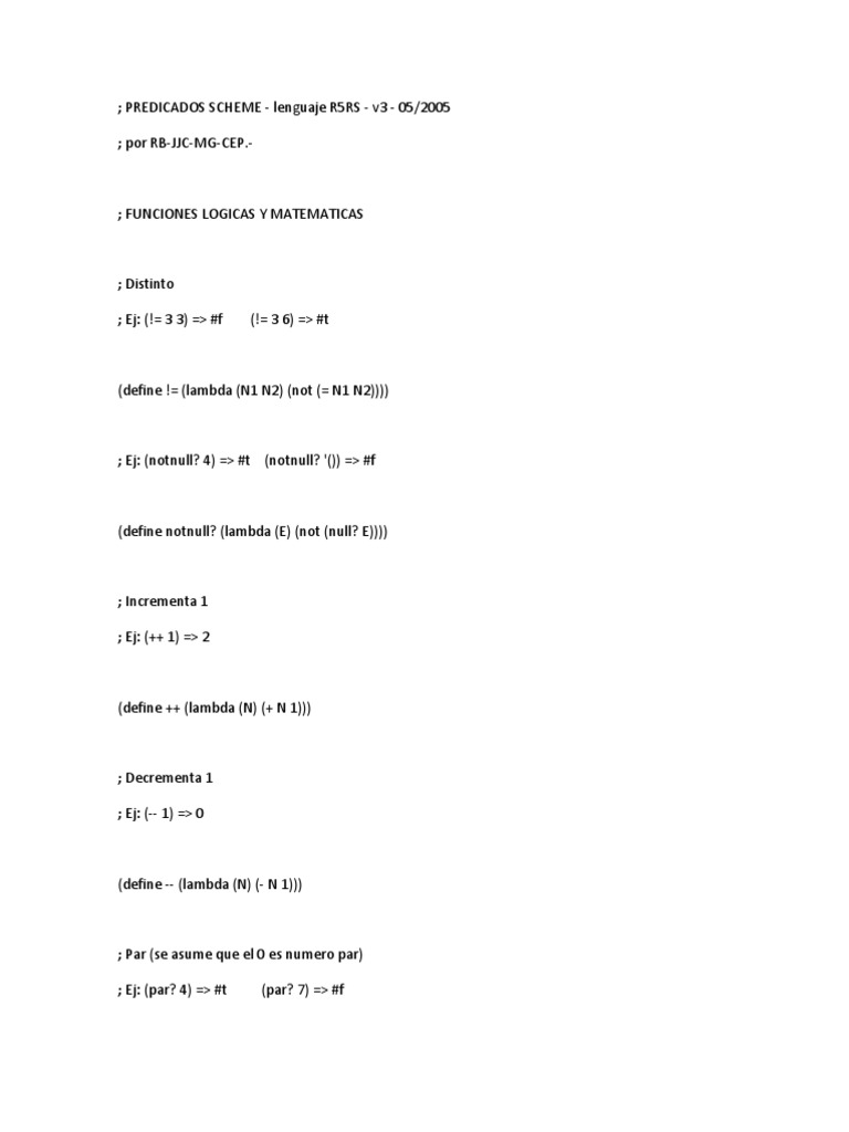 Funciones y Predicados en R5RS | PDF | Teoría de grafos | Programación ...
