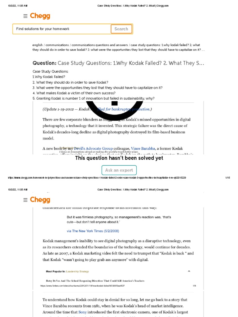 Case Study Questions - 1.why Kodak Failed - 2. What | PDF | Digital Photography