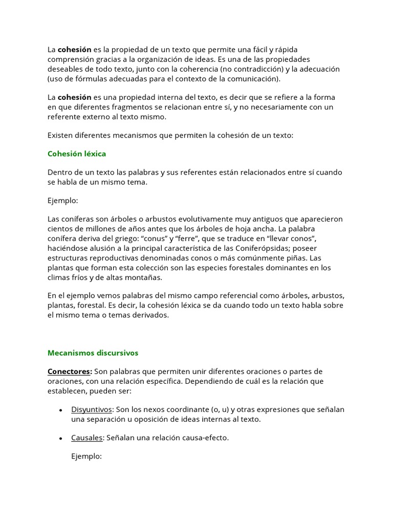Cohesion de Un Texto | Descargar gratis PDF | Arboles