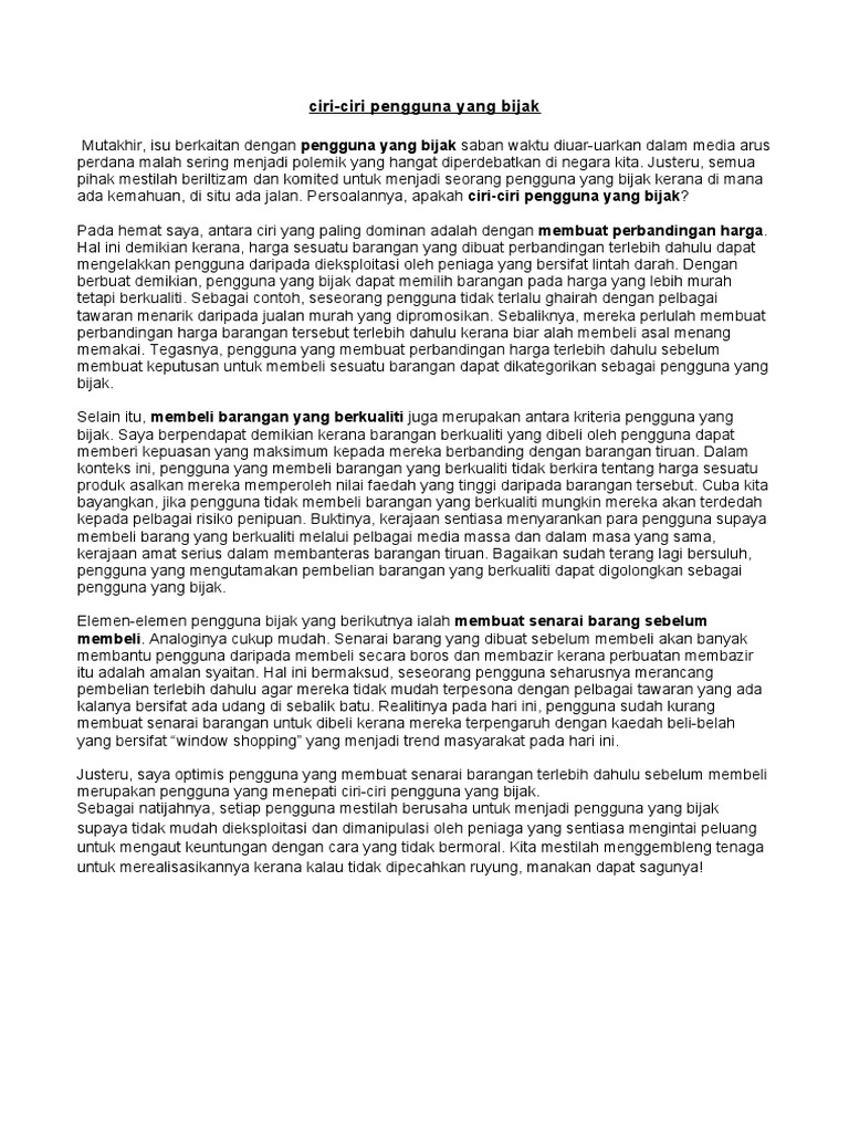 Ciri-Ciri Pengguna Yang Bijak | PDF