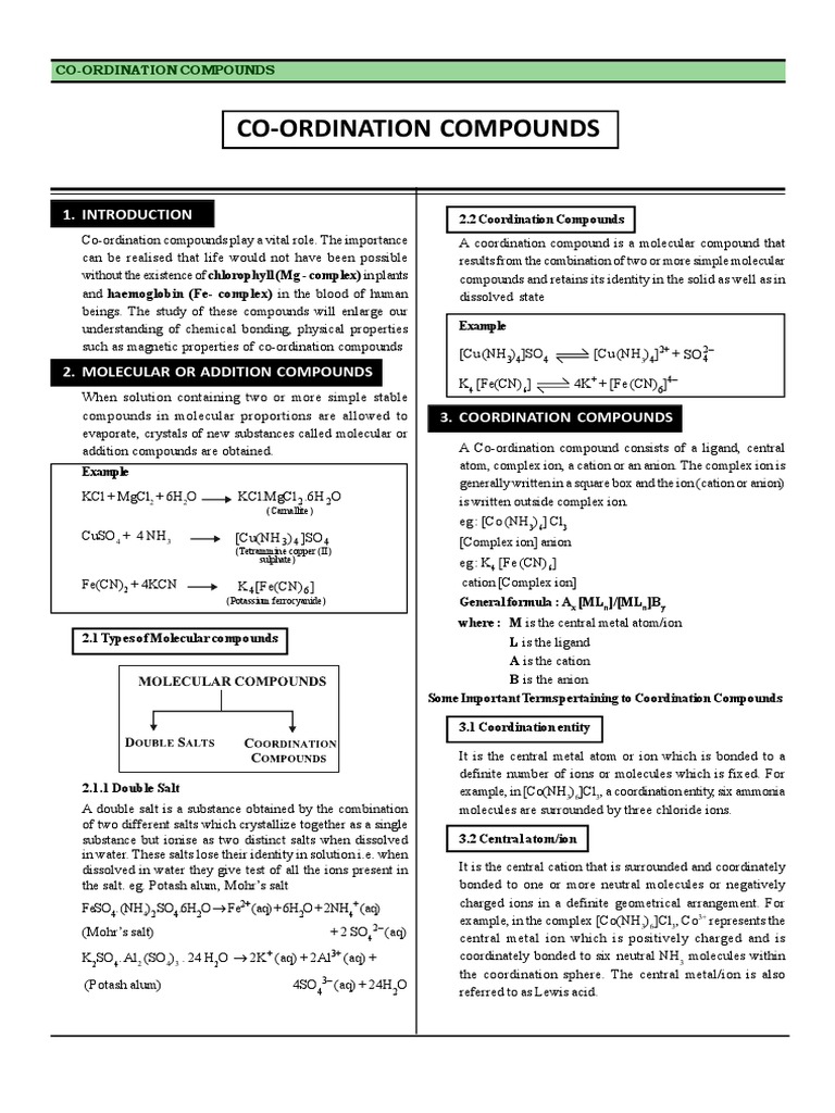 Ch-8 Coordination Compounds | PDF | Coordination Complex | Ligand