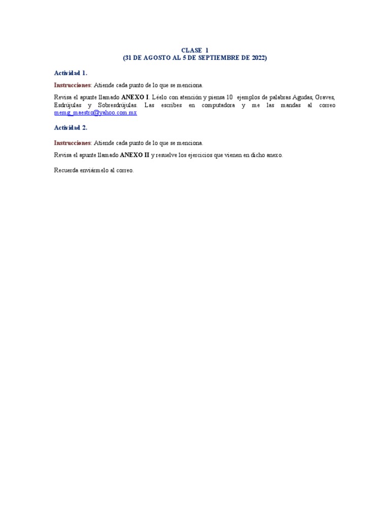 Español Clase 1 | PDF