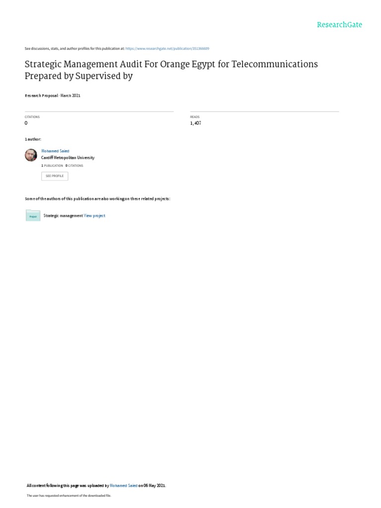 Strategic Audit of Orange Egypt | PDF | Strategic Management | Internet