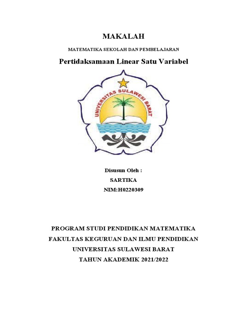 Pertidak Samaan Linear Satu Variabel | PDF