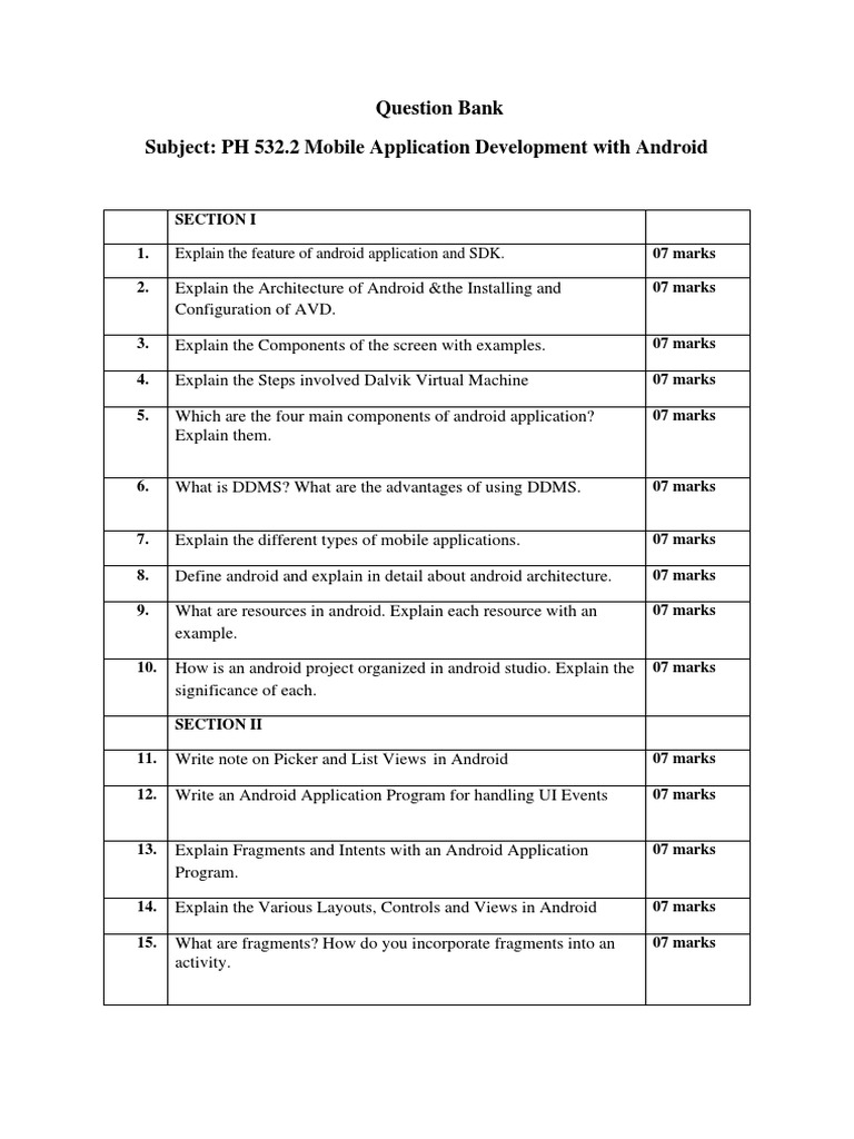 Android Application Development Q&A | PDF | Android (Operating System ...