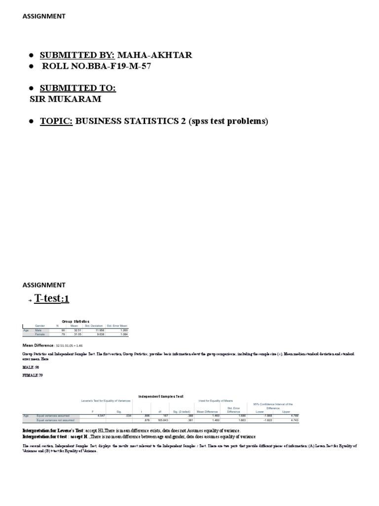 Maha Akhtar M57 | PDF | Errors And Residuals | Analysis Of Variance