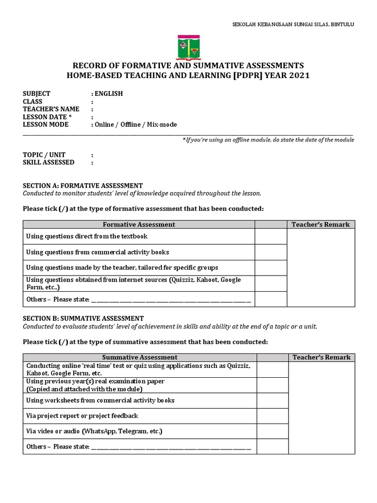 English Assessment Record 2021 | PDF