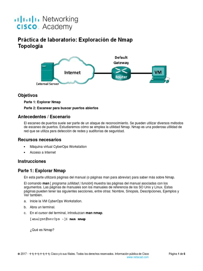 9.3.8 Lab - Exploring Nmap - Es XL | PDF | Dirección IP | Protocolo de transferencia de archivos