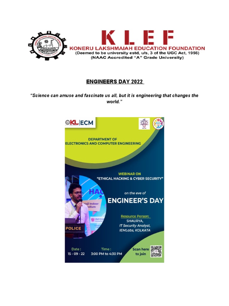 Engineers Day 2022 Report | PDF | Art