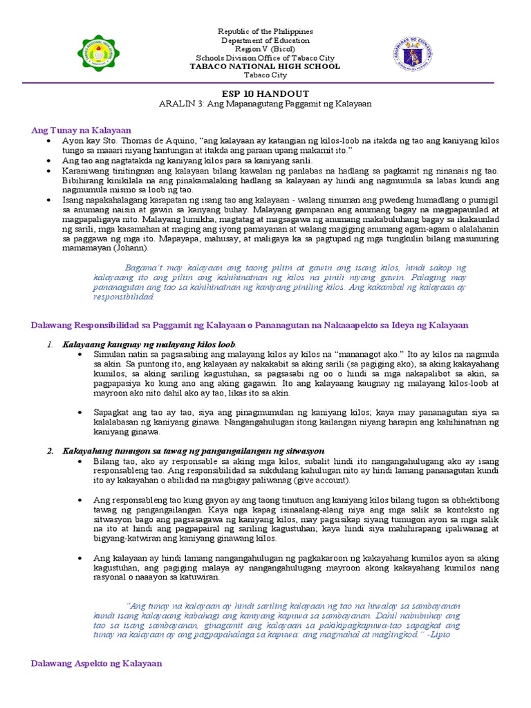 Aralin 3 Handout | PDF