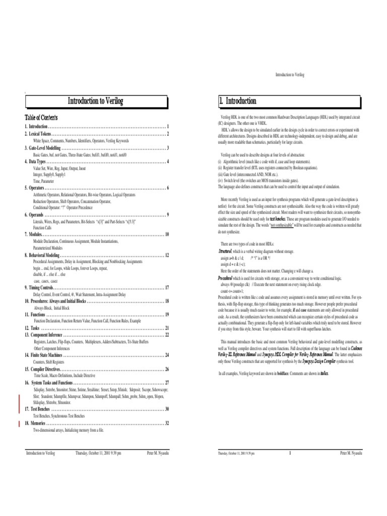 Verilog Notes | PDF | Parameter (Computer Programming) | Hardware ... Verilog Notes | PDF | Parameter (Computer Programming) | Hardware ...