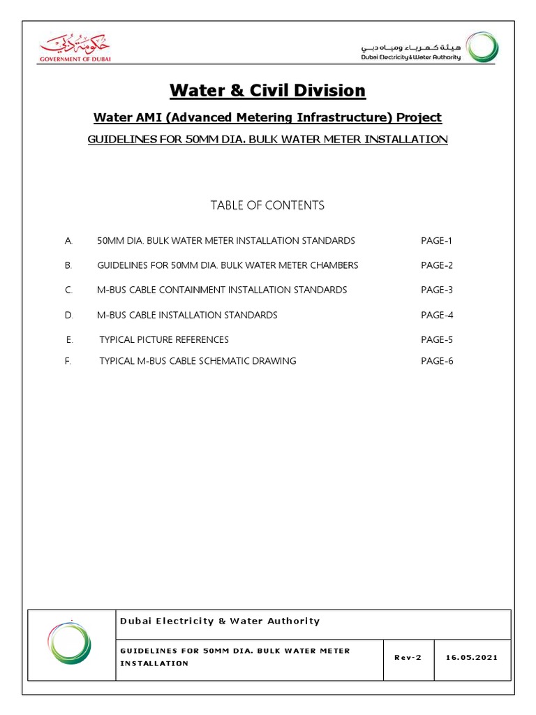 5 B 50 Mm Bulk Water Meter Installationin Chamber Guidelines Rev 1