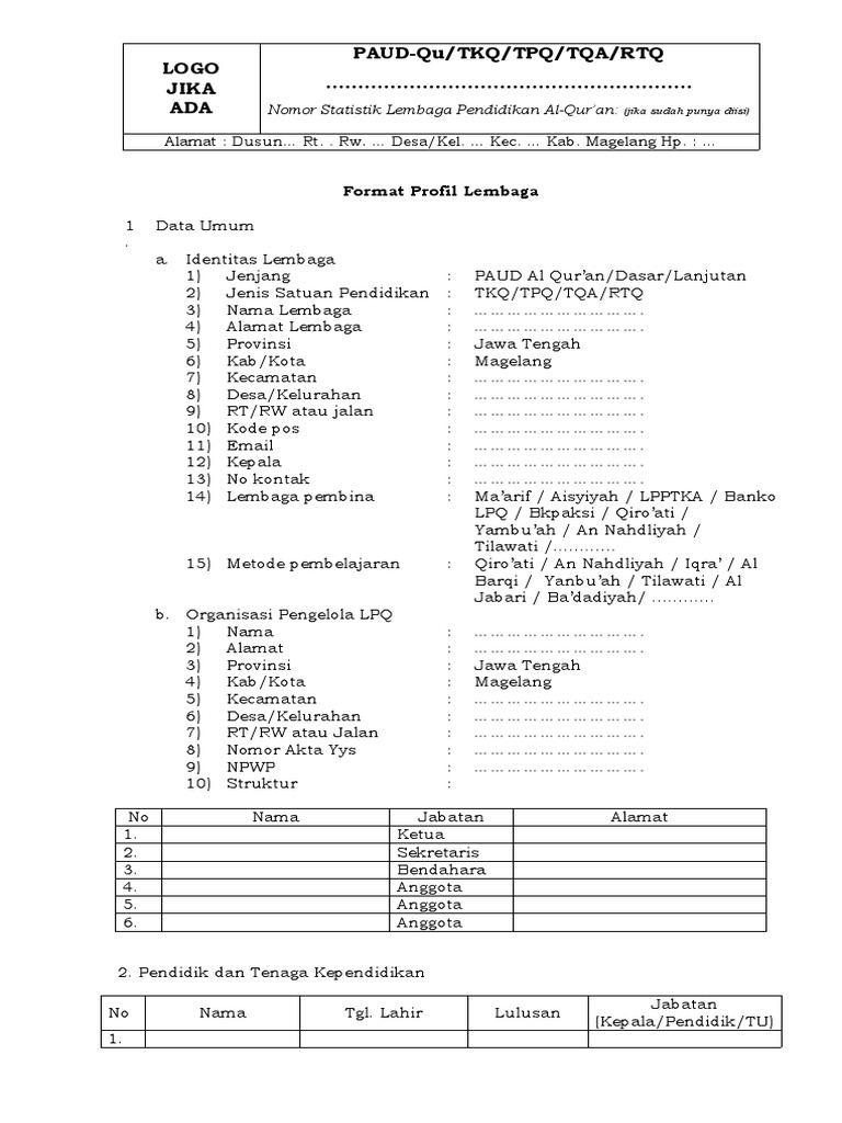 Format Profil LPQ | PDF