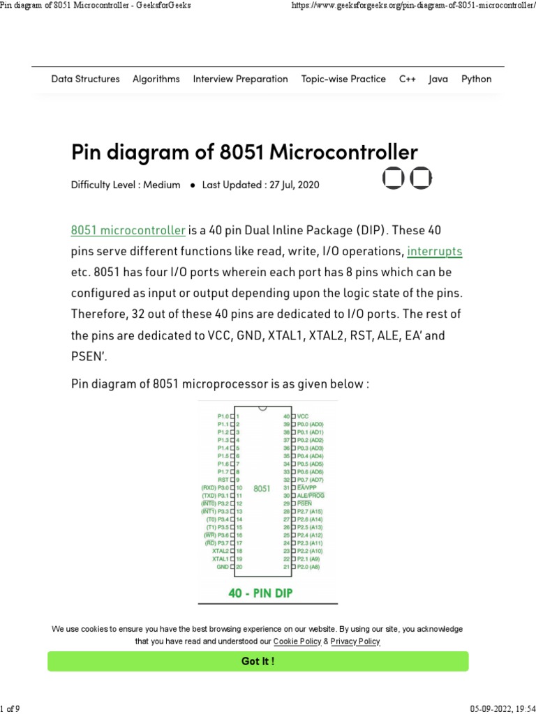 Pin Diagram of 8051 Microcontroller | PDF | Microcontroller | Input/Output Pin Diagram of 8051 Microcontroller | PDF | Microcontroller | Input/Output
