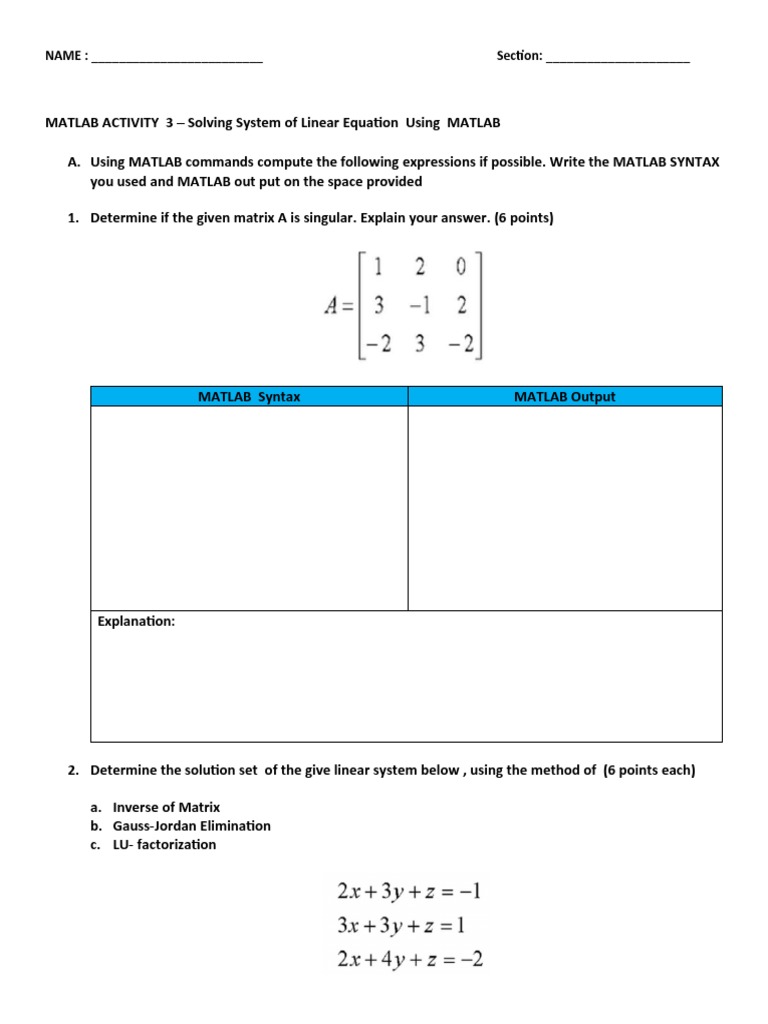 Matlab Activity 3-1 | PDF