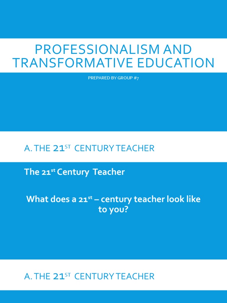 Professionalism and Transformative Education | PDF | Educational ...