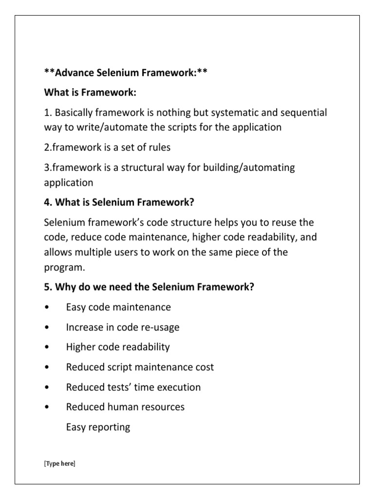 Advance Selenium Framework Pdf Software Testing Class Computer Programming