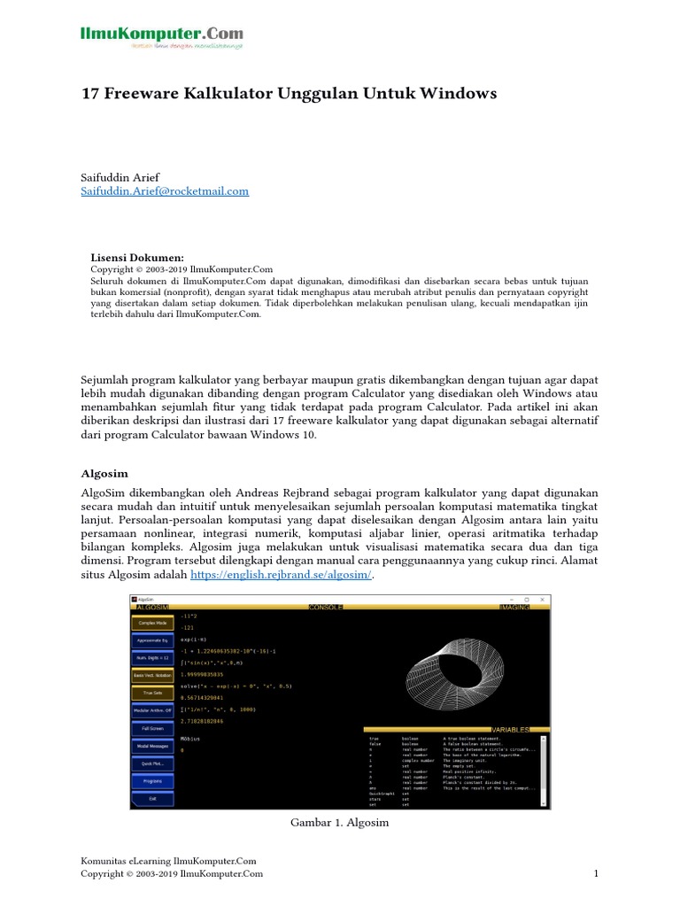 17 Freeware Kalkulator Untuk Windows | PDF