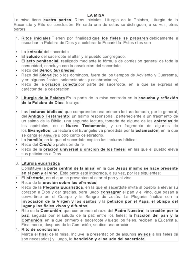 La Misa | PDF | Misa (liturgia) | eucaristía