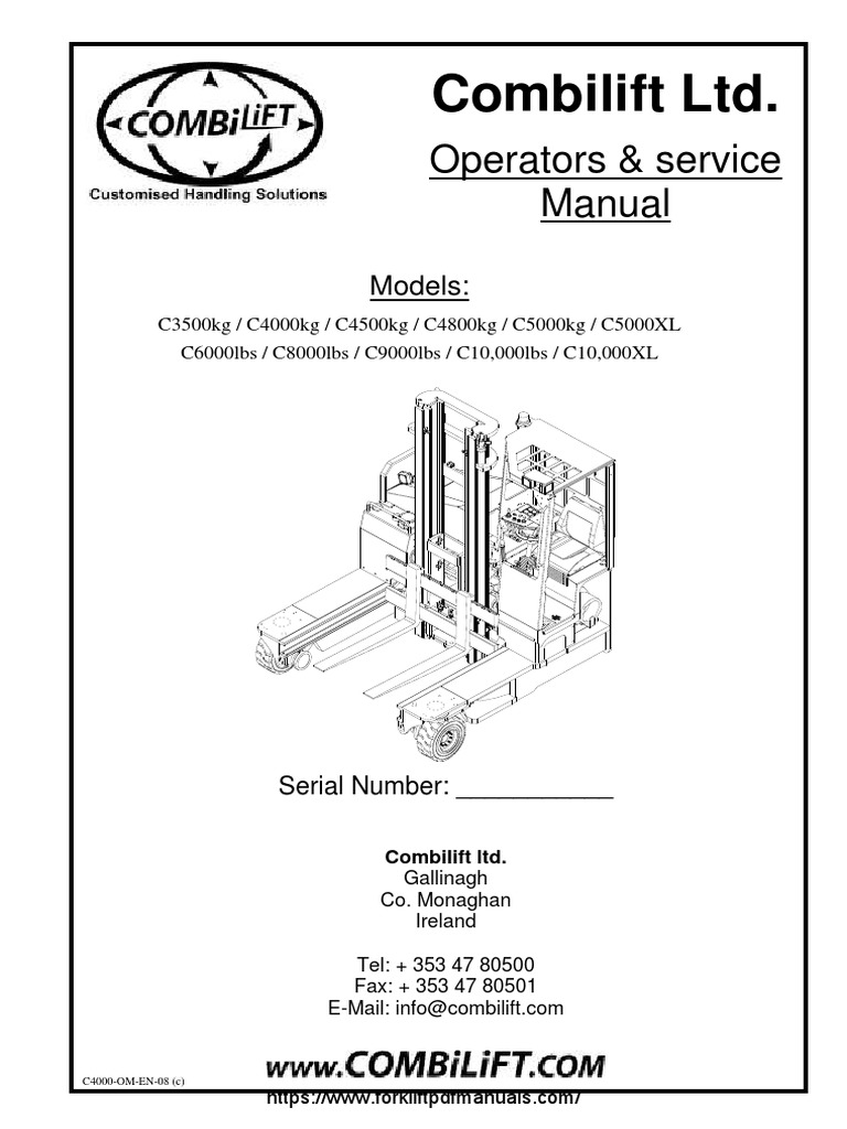 Combilift C3500 C10000 Forklift Trucks Operator's & Service Manual PDF ...