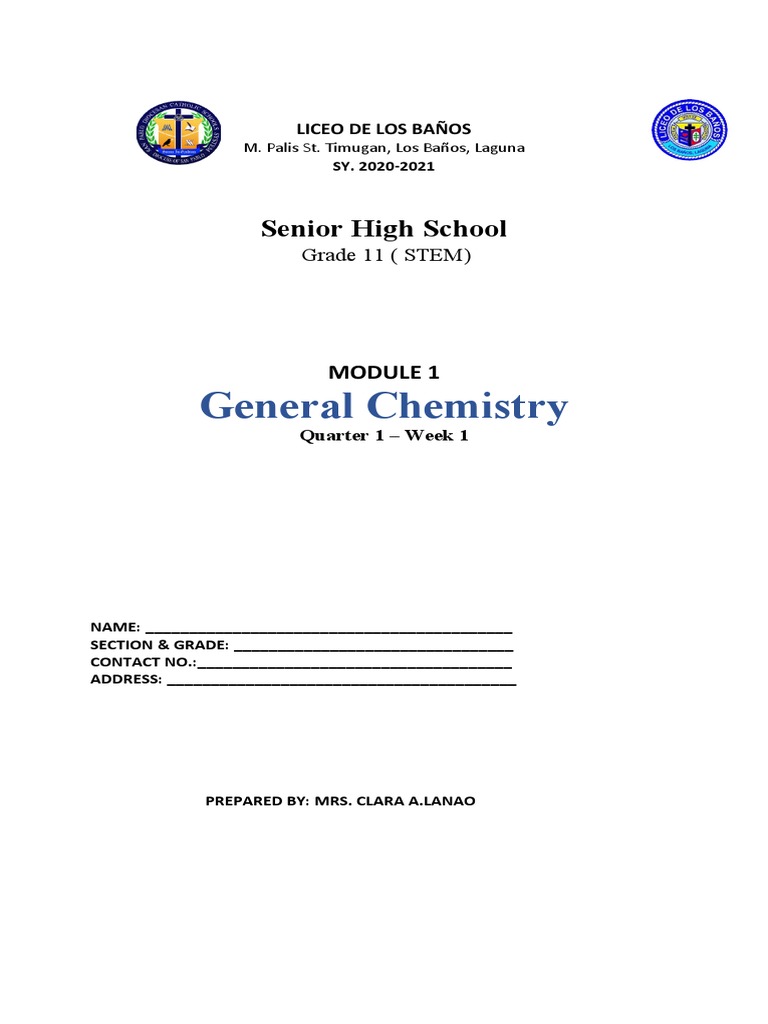 Garde 11 Stem General Chemistry Module Prelim | PDF | Ion | Radioactive ...