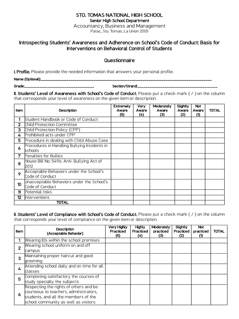 Questionnaire PDF | PDF