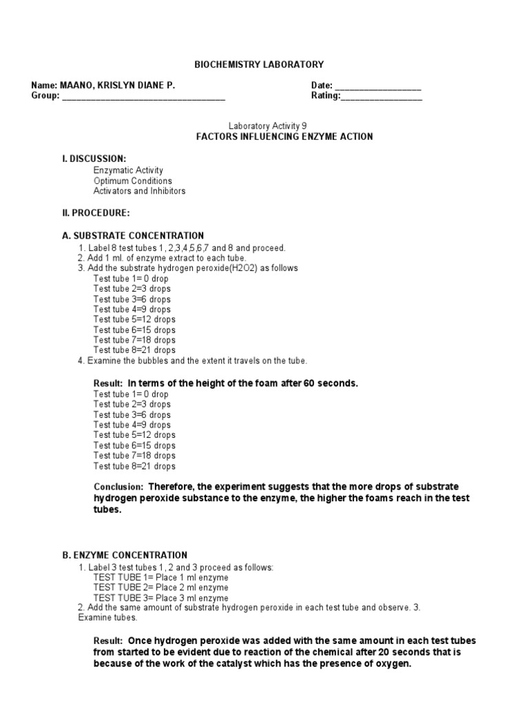 Enzyme Activity Lab Guide | PDF