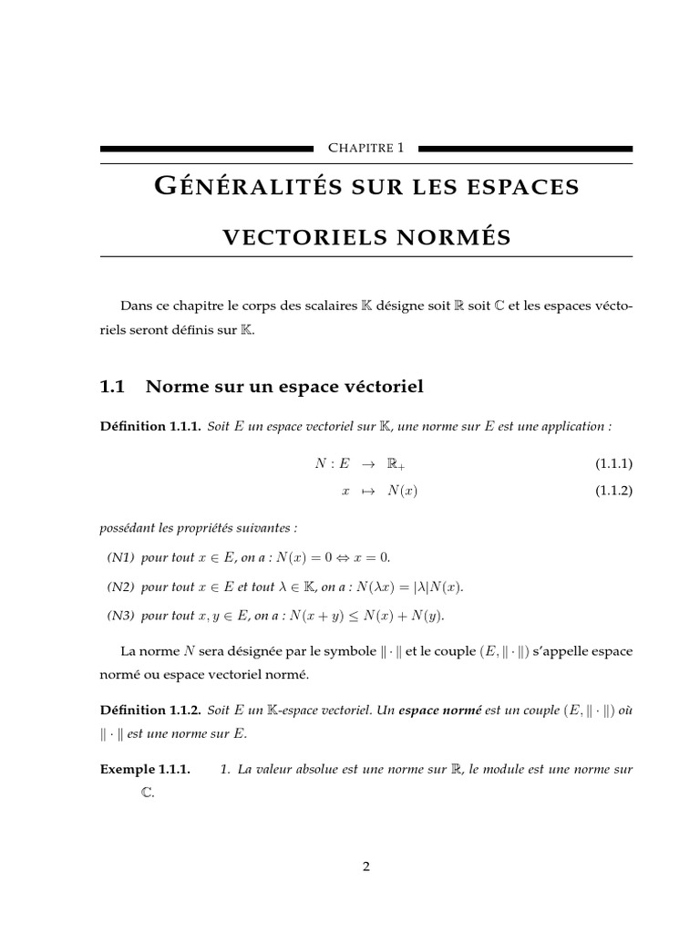 Espaces Vectoriels Normés et Normes | PDF | Norme (Mathématiques ...
