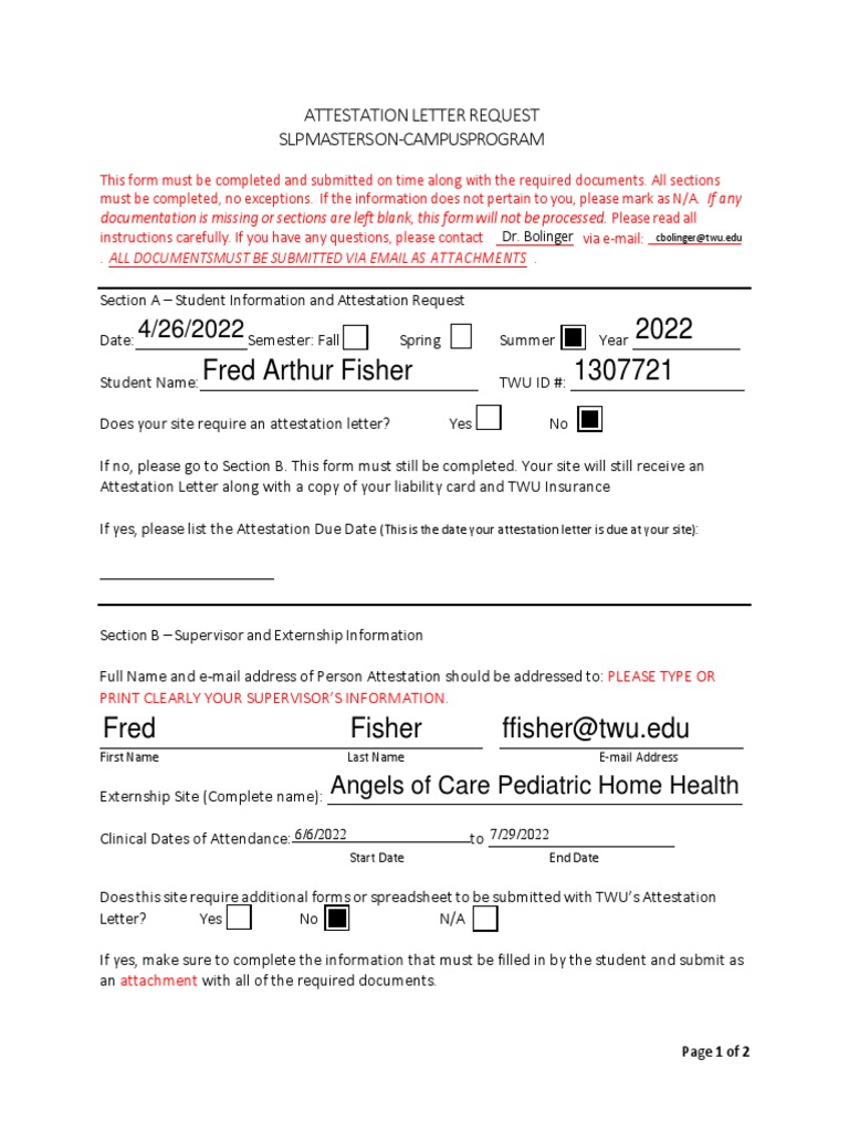 SLP Masters Attestation Request | PDF | Background Check | Vaccines