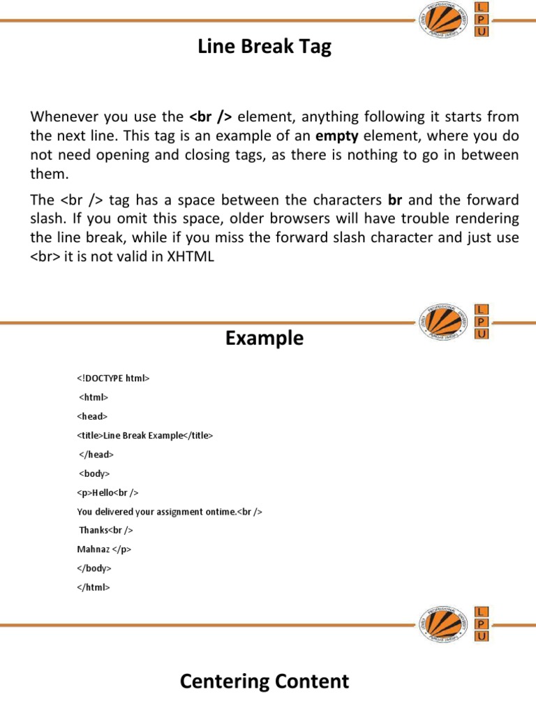 Line Break Tag (40 | PDF | Html Element | Html