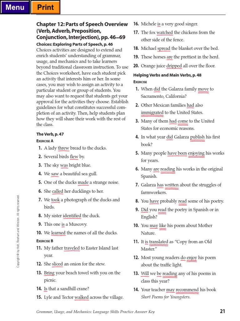 Chapter 12 - Parts of Speech Overview (Verb, Adverb, Preposition ...