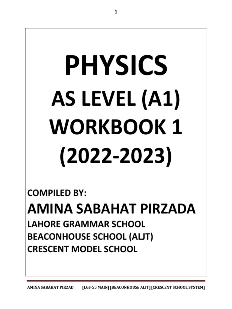 Physics As Level Book (2022-2023) | PDF | Force | Observational Error