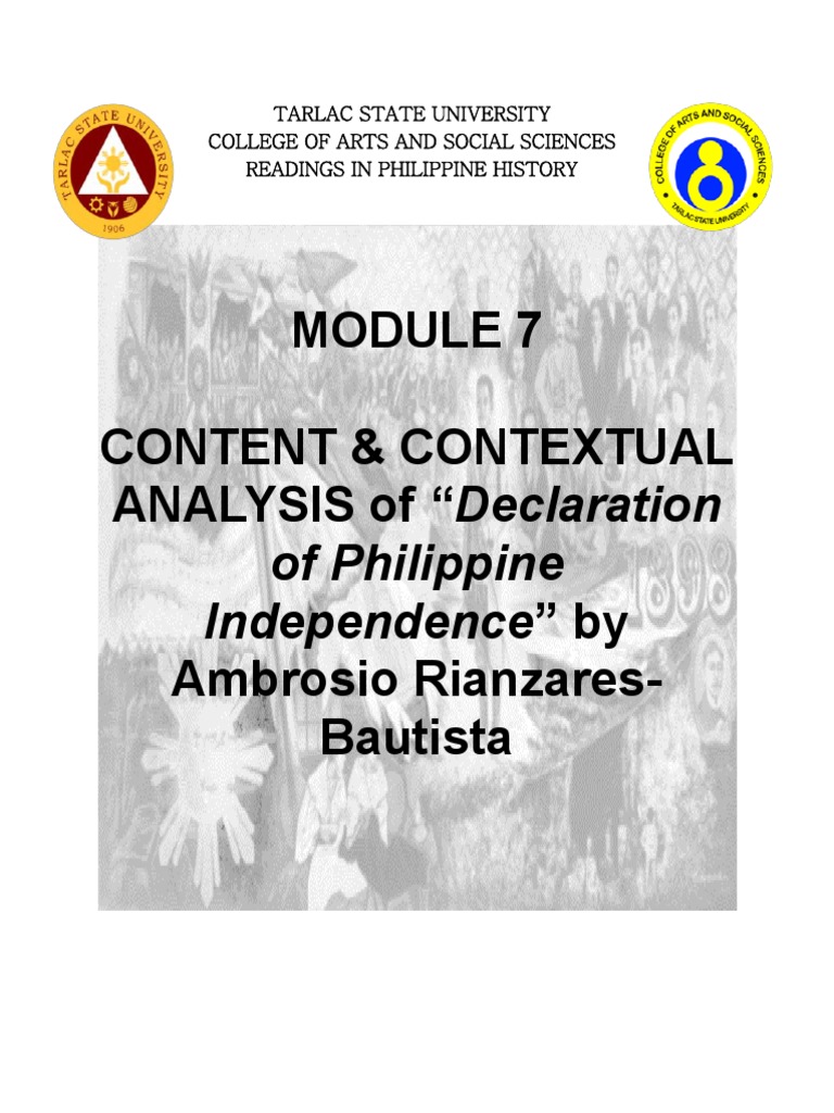 Module 7 SS1C (CONTENT & CONTEXTUAL ANALYSIS of "Declaration of ...